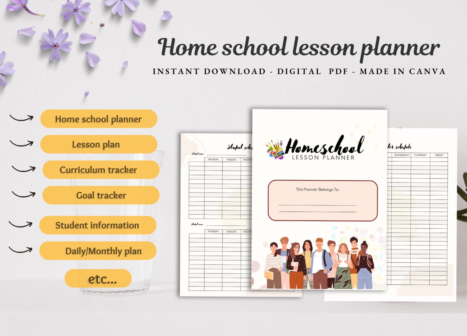 Editable Homeschool Planner, Home School Teacher, Academic Lesson ...