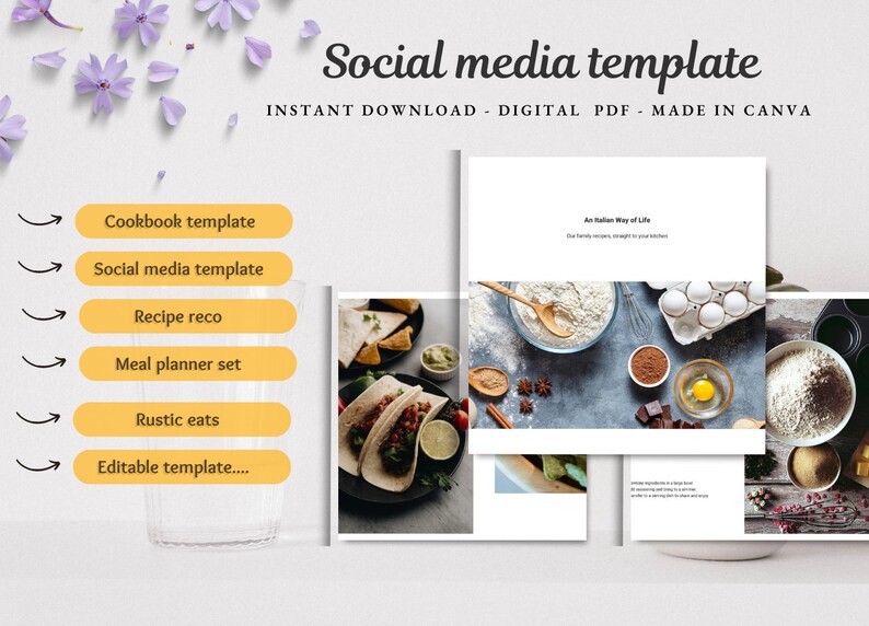 Cookbook Template ,recipe Book Template ,social Media Post, Recipe ...