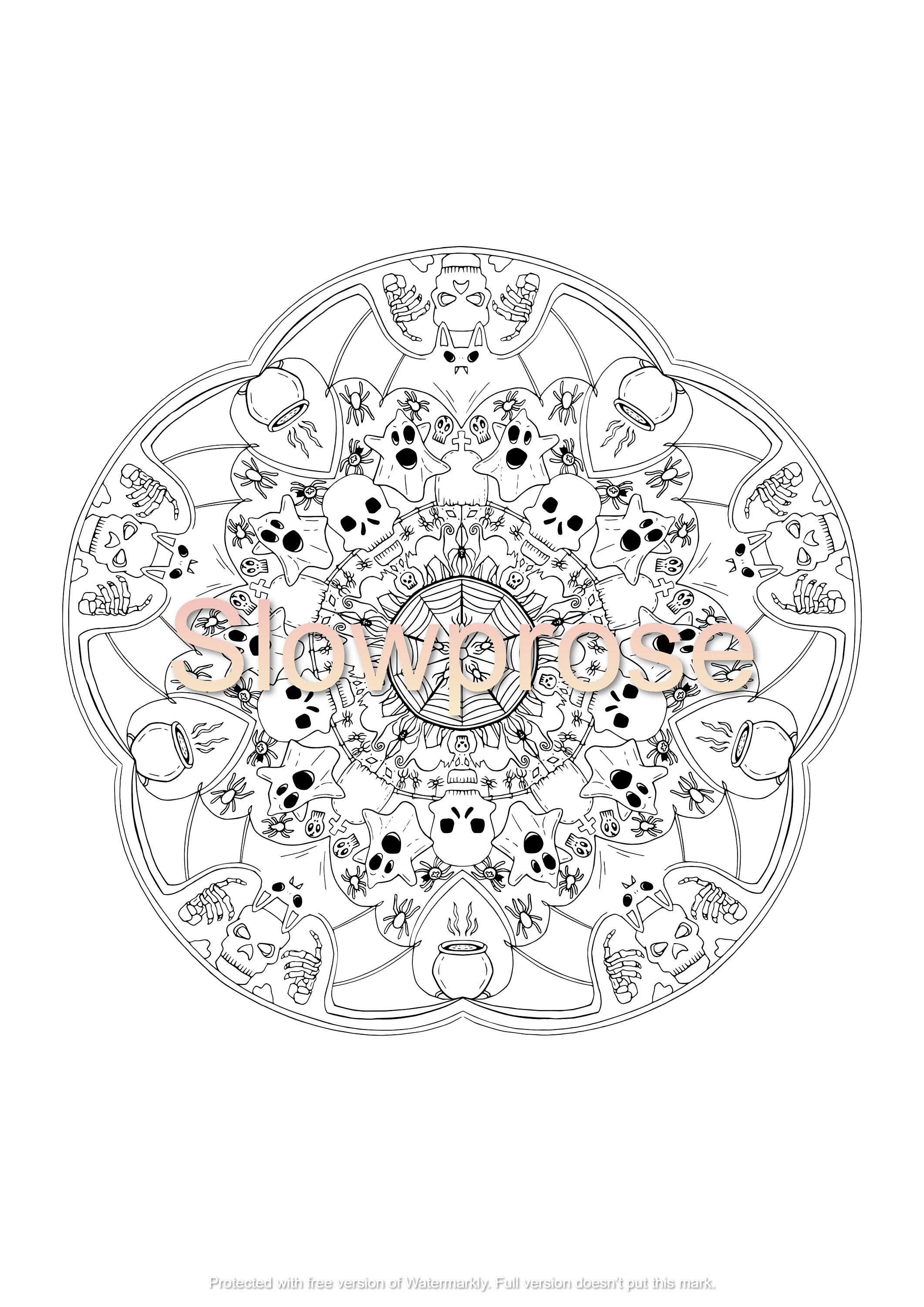 Printable Halloween Mandala Art Coloring Book Printable - Etsy
