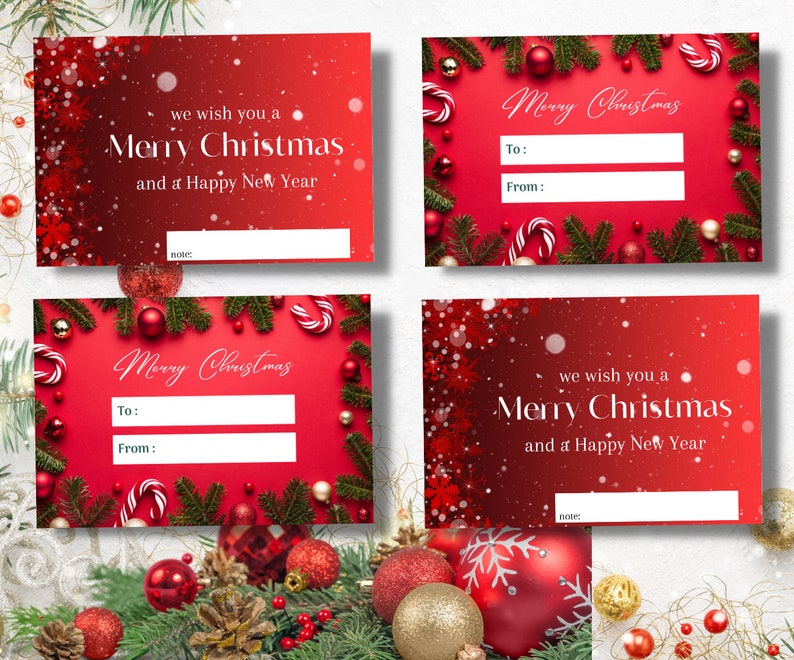 Merry Christmas Card, Christmas Thank You Greeting Card Template, Thank ...