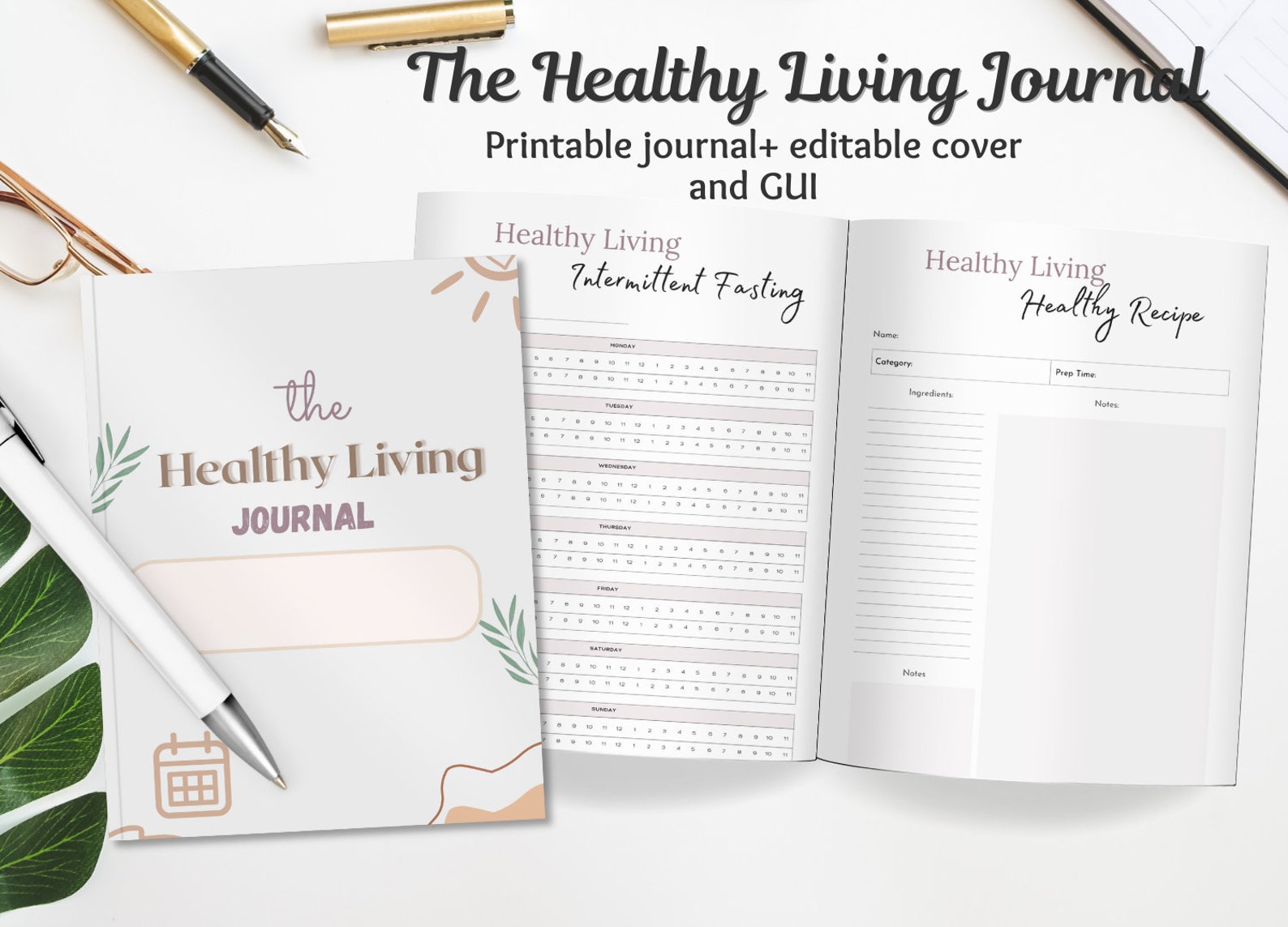Healthy Living Journal, Self Care Journal, Gratitude Journal, Wellness ...