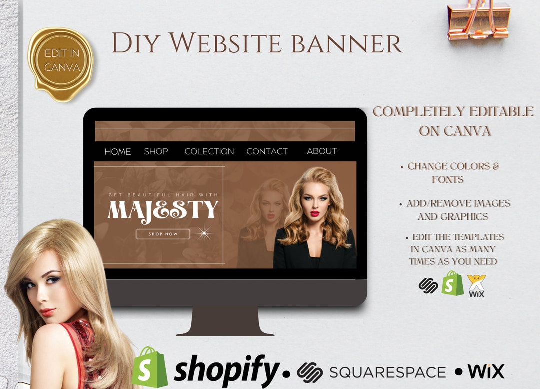 Web Template Banner, DIY Website Banner Shopify, Squarespace and WIX ...