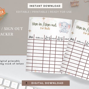 Sign-in and Sign-out Sheet Editable in Canva, Weekly Sign-in, Daycare ...
