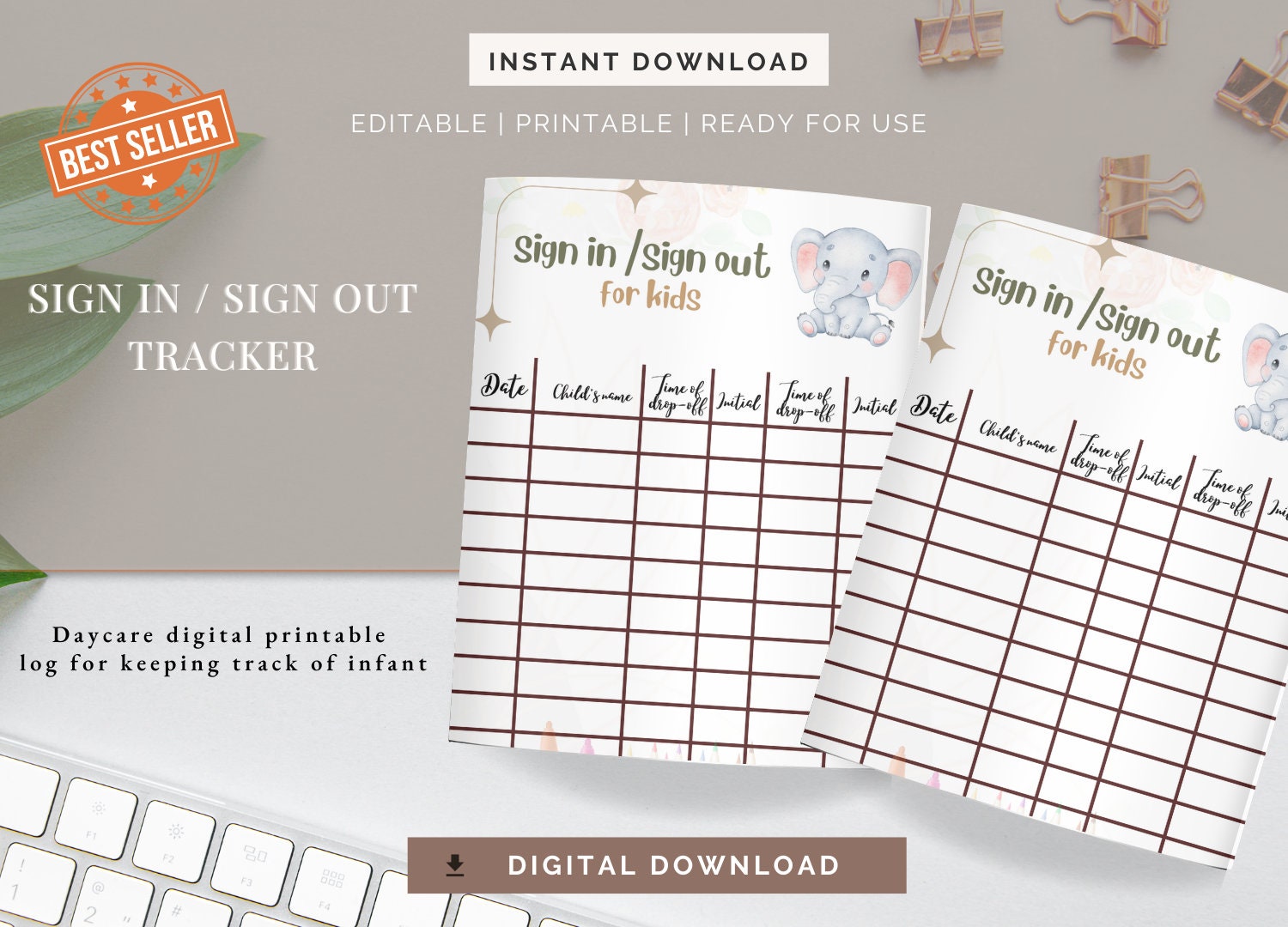 Sign-in and Sign-out Sheet Editable in Canva, Weekly Sign-in, Daycare ...