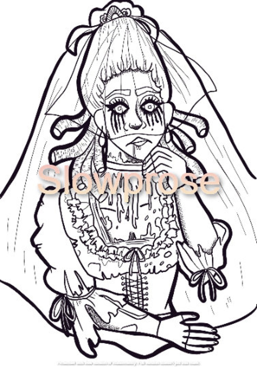 Printable Ghost Bride Coloring Page for Adults | Ghosts | Spooky Season ...