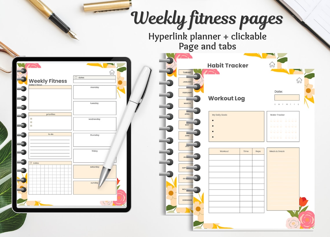 Printable Fitness and Health Planner, Fitness Journal, Digital Planner ...