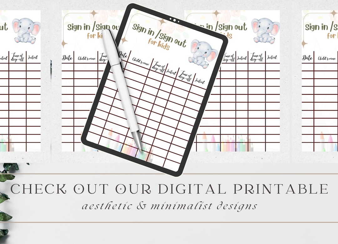 Sign-in and Sign-out Sheet Editable in Canva, Weekly Sign-in, Daycare ...