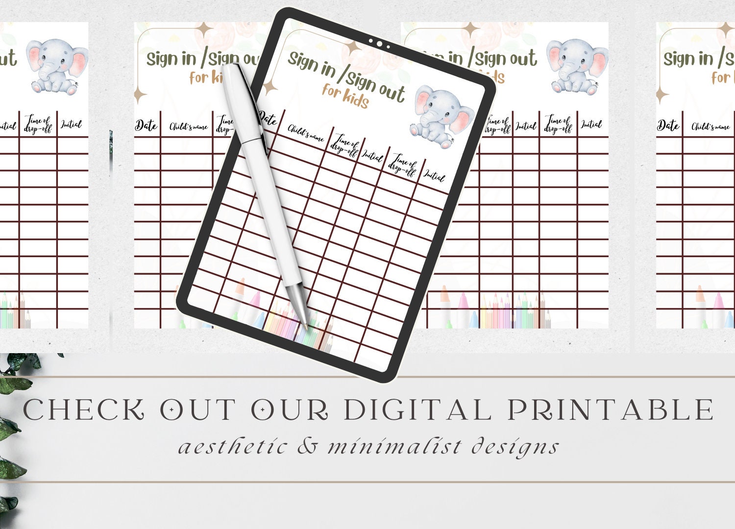 Sign-in and Sign-out Sheet Editable in Canva, Weekly Sign-in, Daycare ...