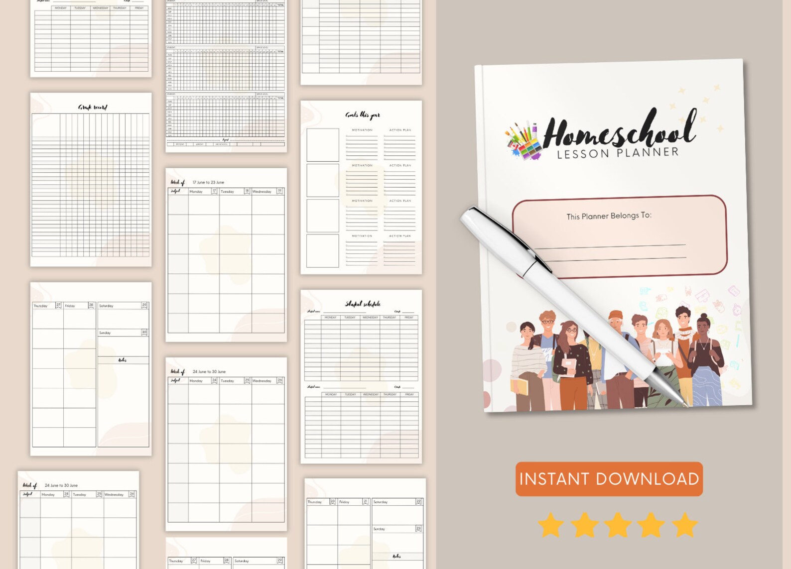 Editable Homeschool Planner, Home School Teacher, Academic Lesson ...