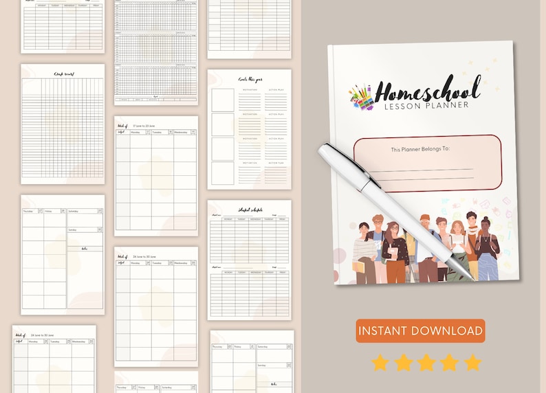 Editable Homeschool Planner, Home School Teacher, Academic Lesson ...