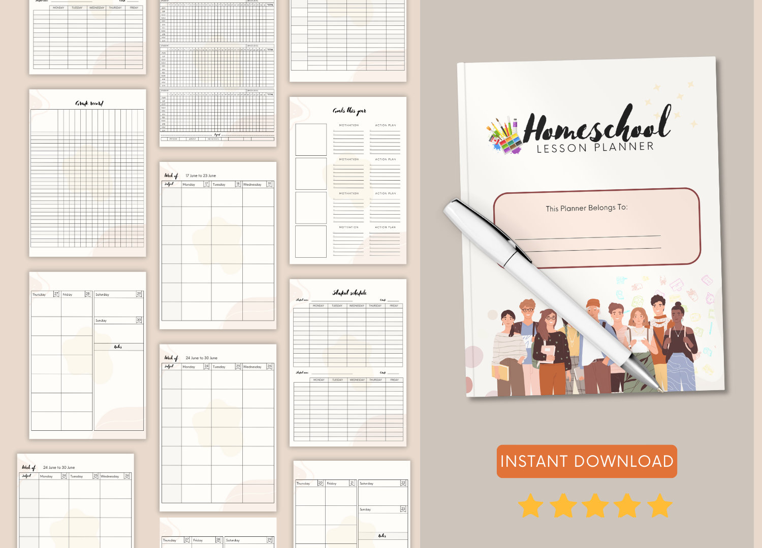Editable Homeschool Planner, Home School Teacher, Academic Lesson ...