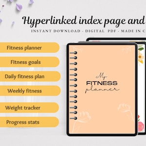 Printable Fitness and Health Planner, Fitness Journal, Digital Planner, Printable Planner ...
