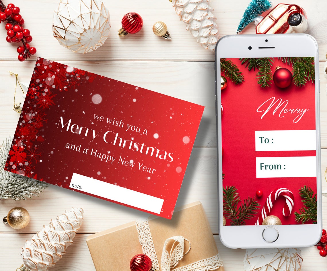 Merry Christmas Card, Christmas Thank You Greeting Card Template, Thank ...