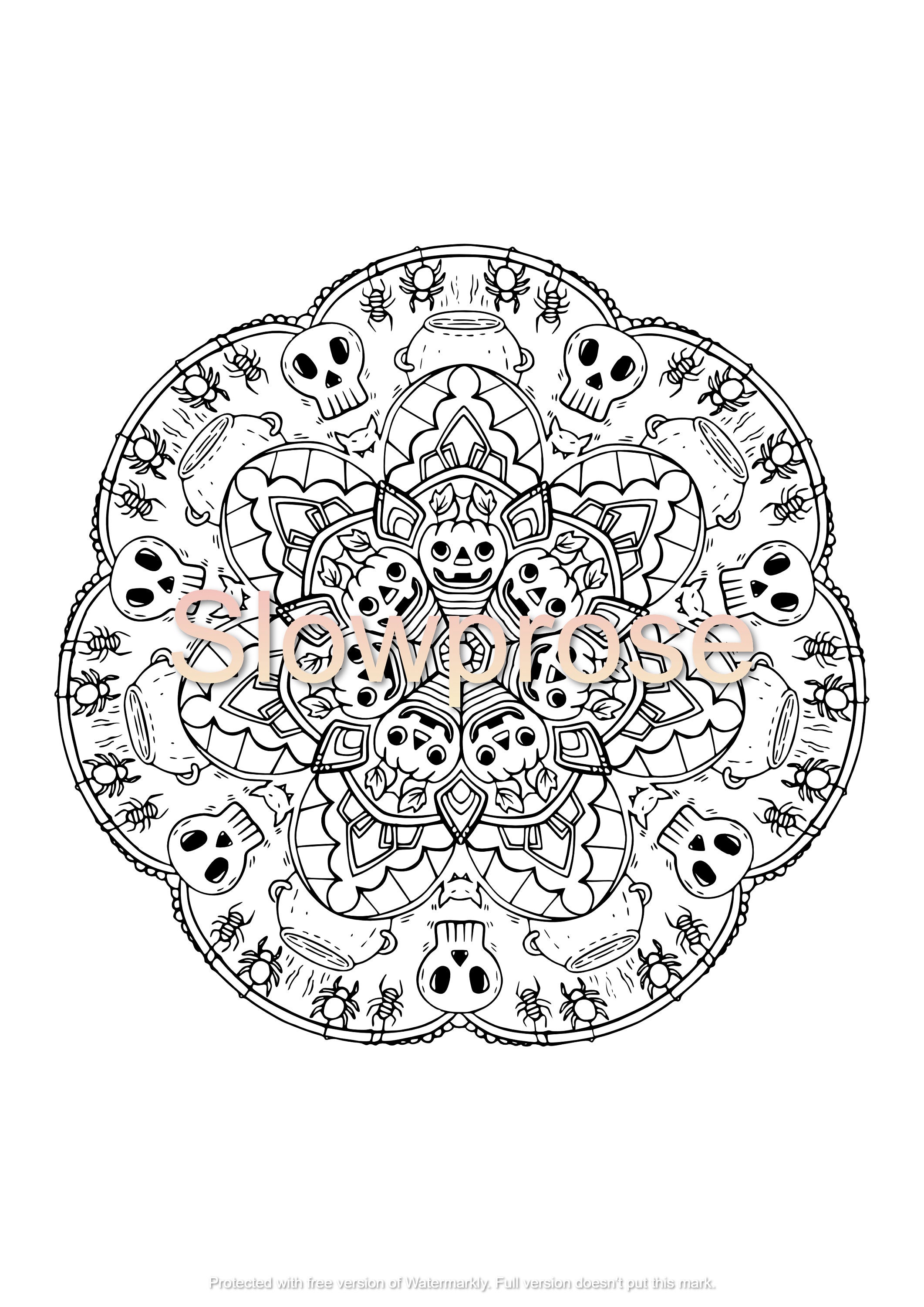 Printable Halloween Mandala Art Coloring Book Printable - Etsy