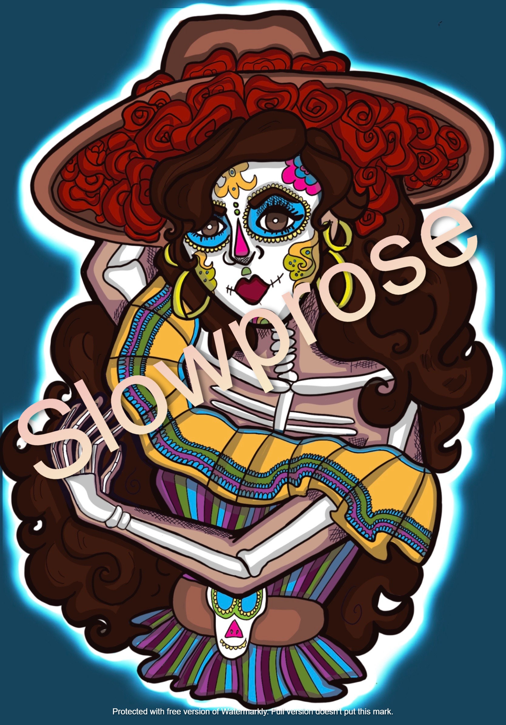 Printable Day of the Dead Woman Coloring Page for Adults | Dia De Los ...