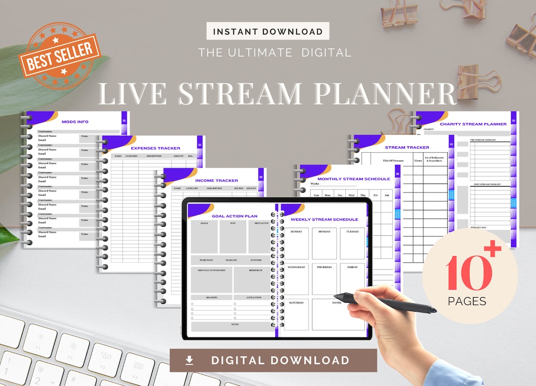 Stream Planner Live Streaming Twitch Streamer Planning Stream Organizing Gamer Planner Template ...