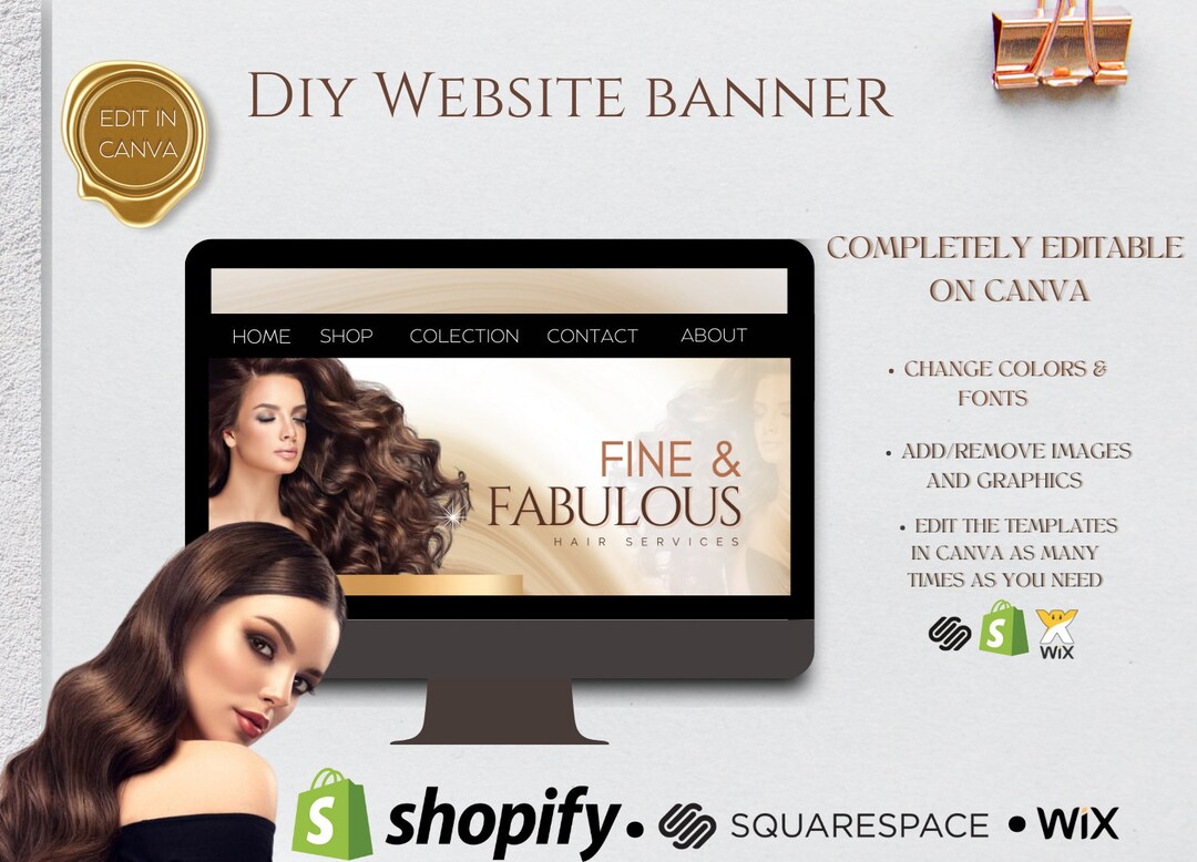 Web Template Banner, DIY Website Banner Shopify, Squarespace and WIX ...
