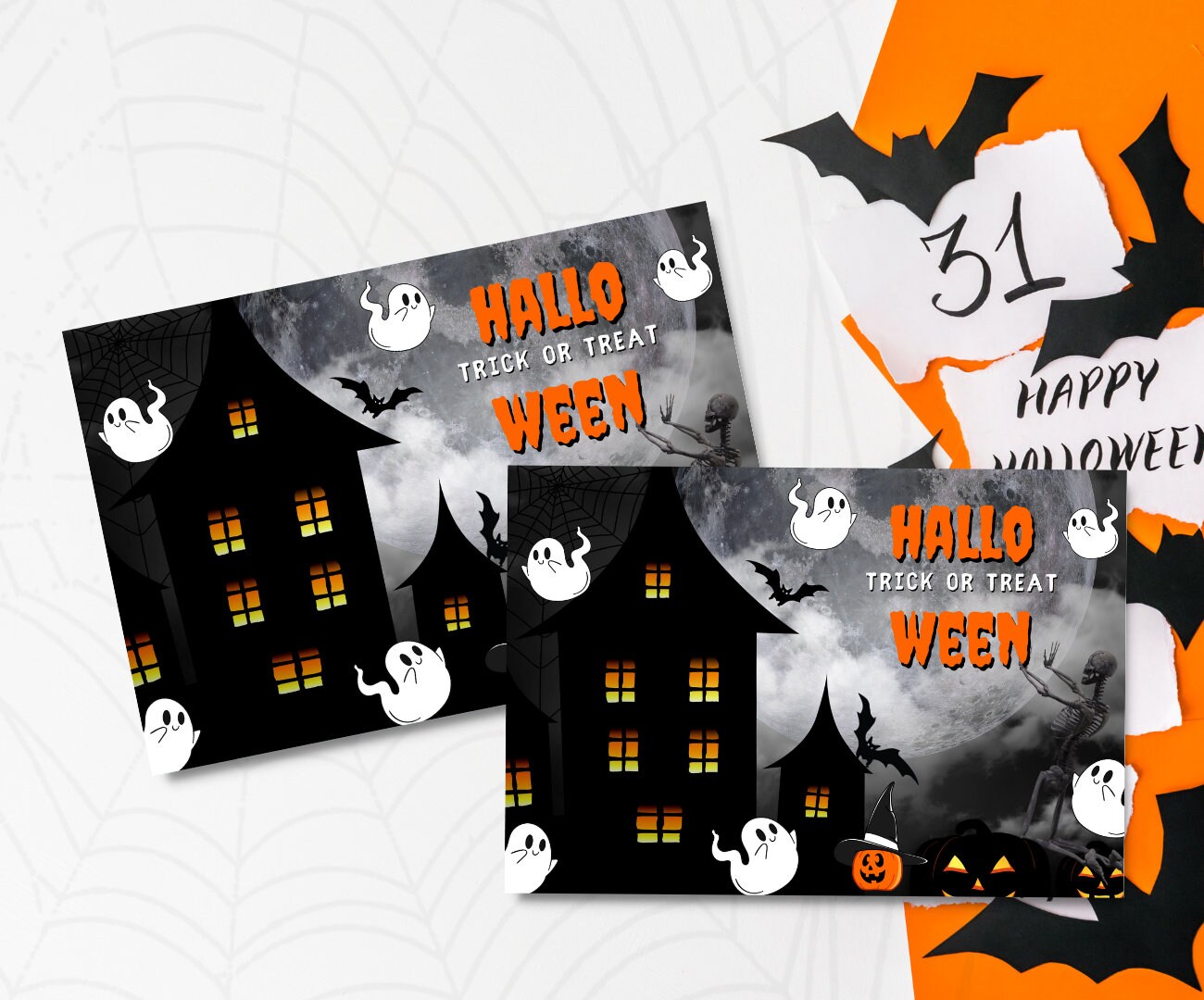 Black Spooky Halloween Card, Halloween Invitation Template Digital ...