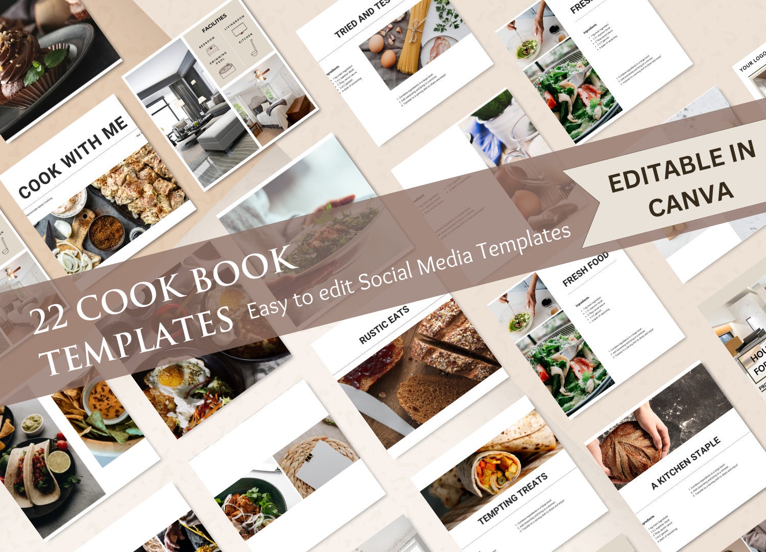 Cookbook Template ,recipe Book Template ,social Media Post, Recipe ...