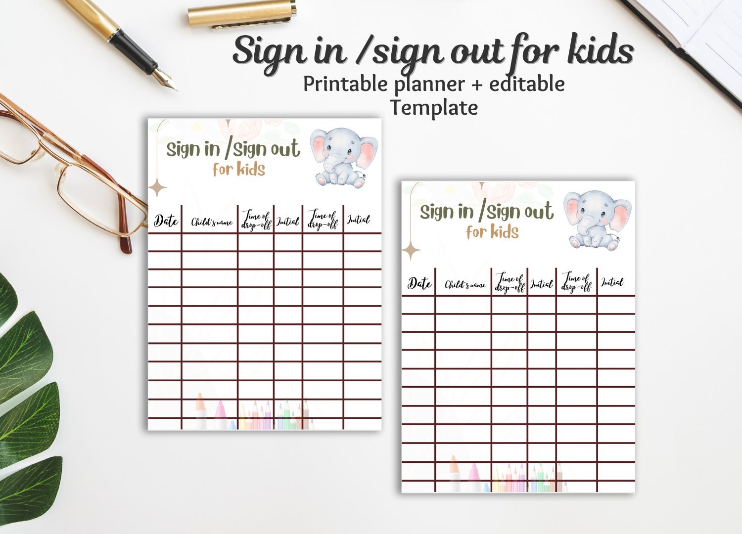 Sign-in and Sign-out Sheet Editable in Canva, Weekly Sign-in, Daycare ...