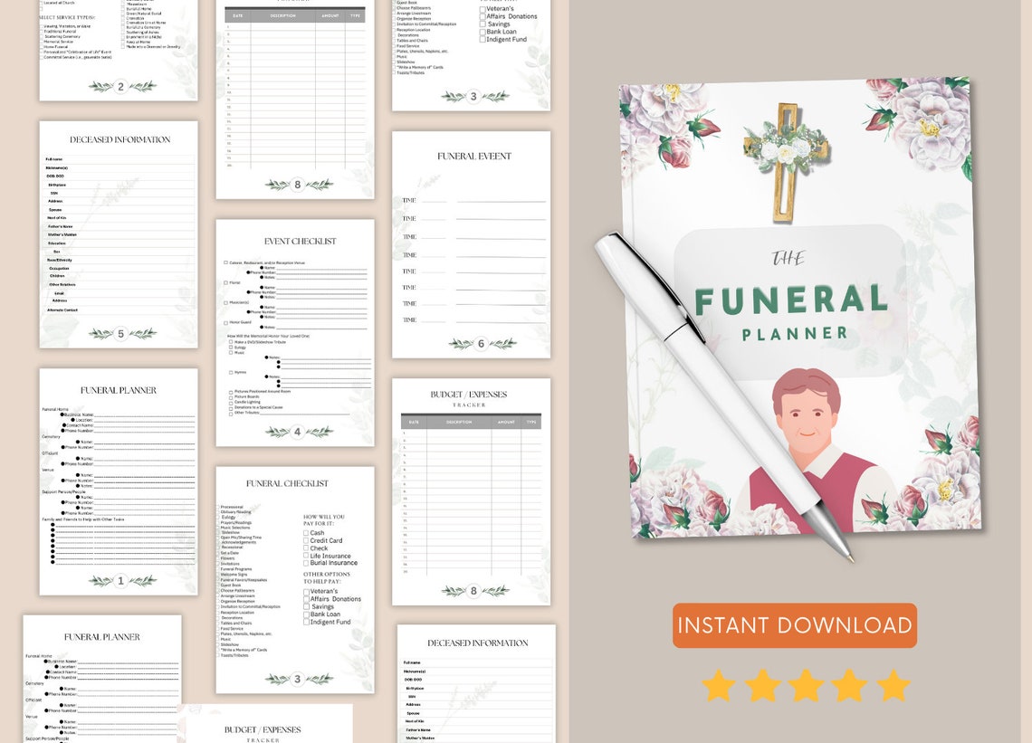Funeral Planner, Funeral Checklist, Last Wishes Planner, Estate ...