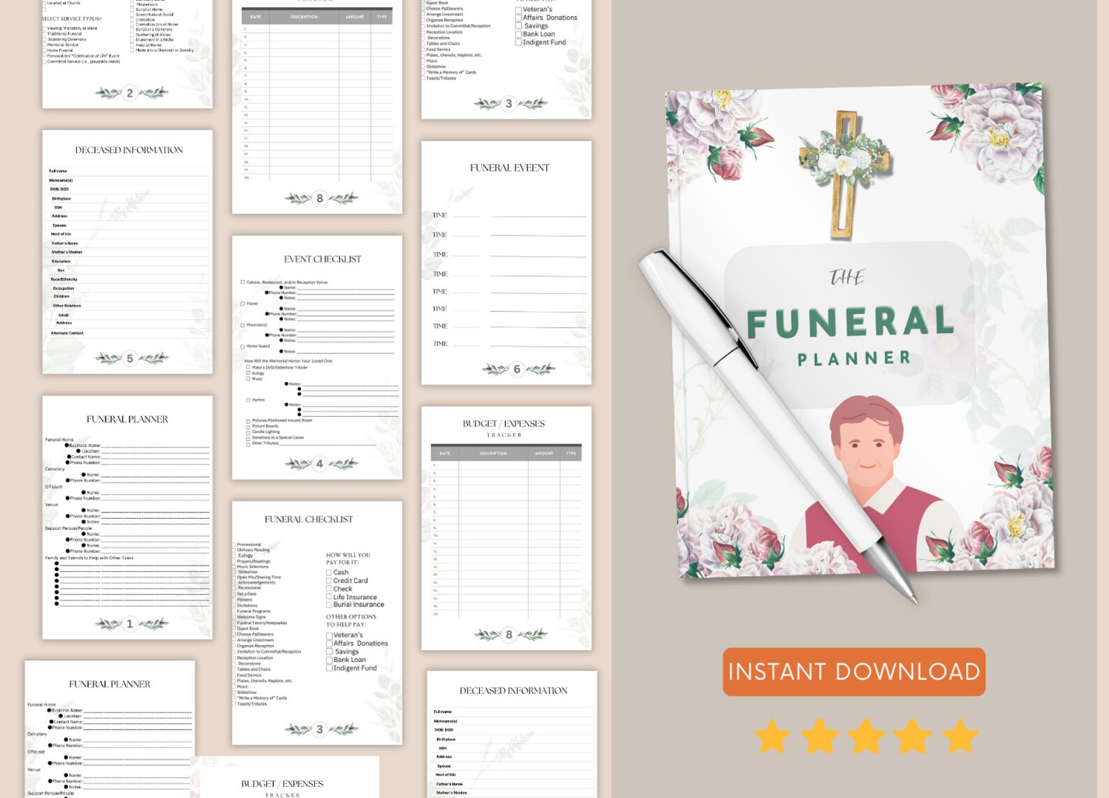 Funeral Planner, Funeral Checklist, Last Wishes Planner, Estate ...