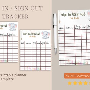 Sign-in and Sign-out Sheet Editable in Canva, Weekly Sign-in, Daycare ...