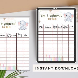 Sign-in and Sign-out Sheet Editable in Canva, Weekly Sign-in, Daycare ...