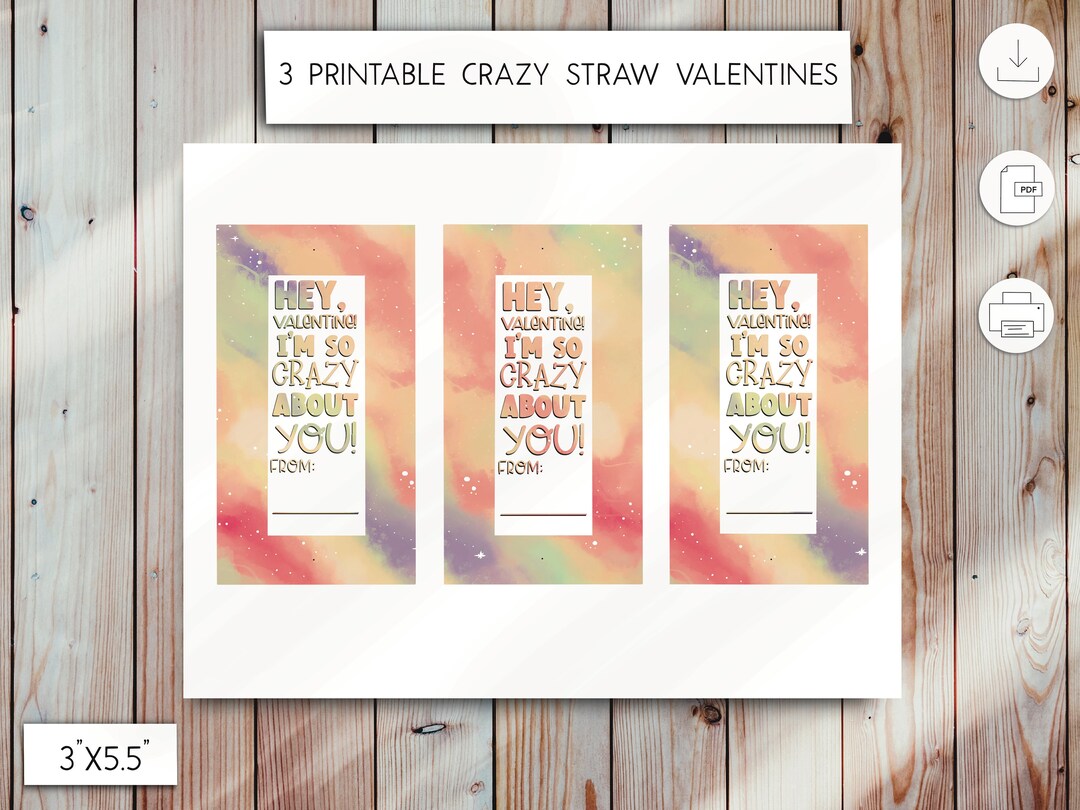 Crazy Straw Valentines, Instant Download, Printable - Etsy