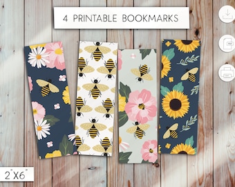 Bee Bookmarks || Printable Bookmarks || Digital Bookmark || Instant ...