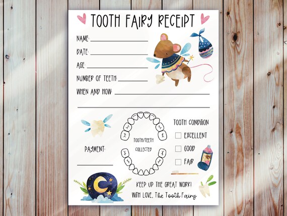 Tooth Fairy Receipt Printable Instant Download | Etsy
