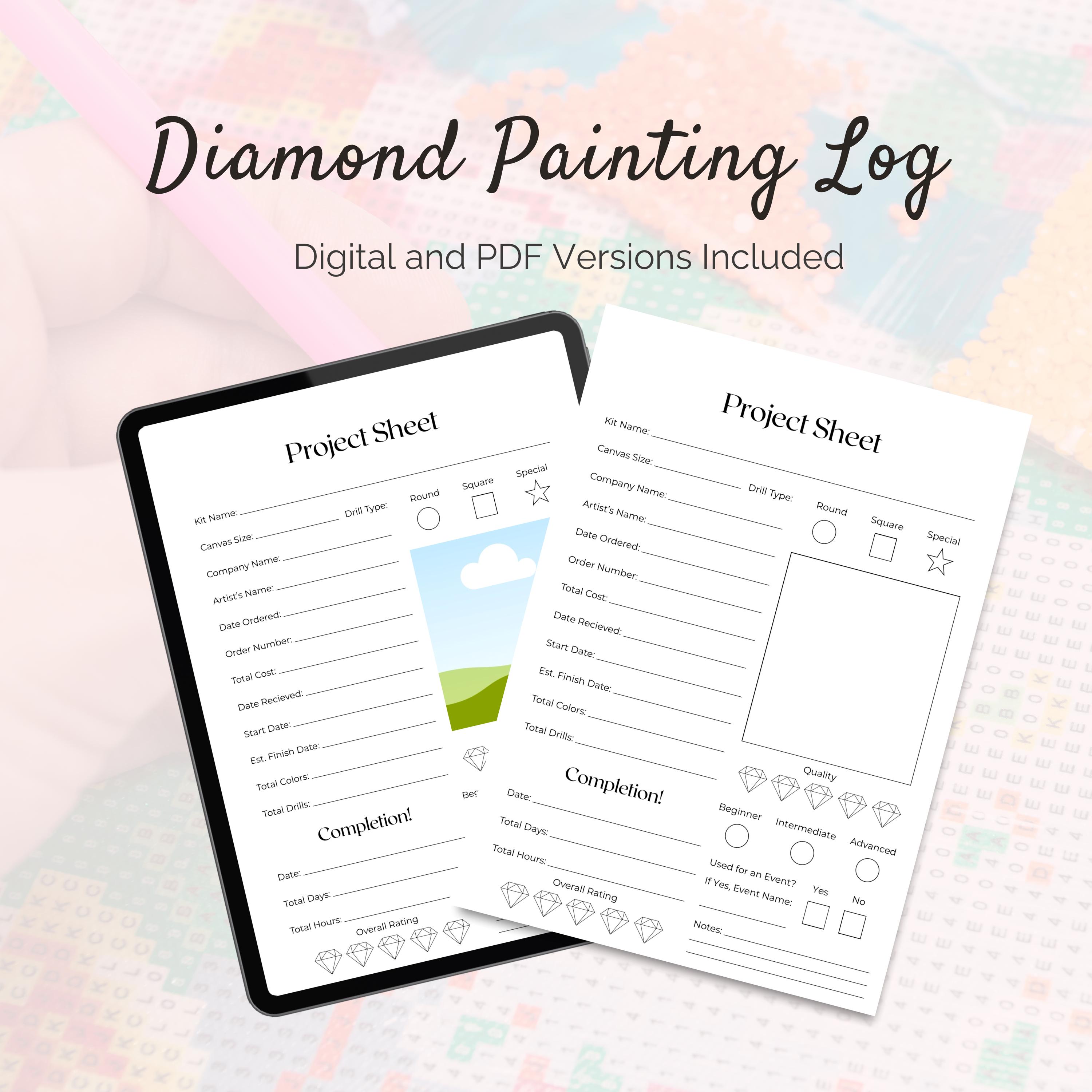 Diamond Painting Log Sheet | Printable PDF & Editable Canva Template ...