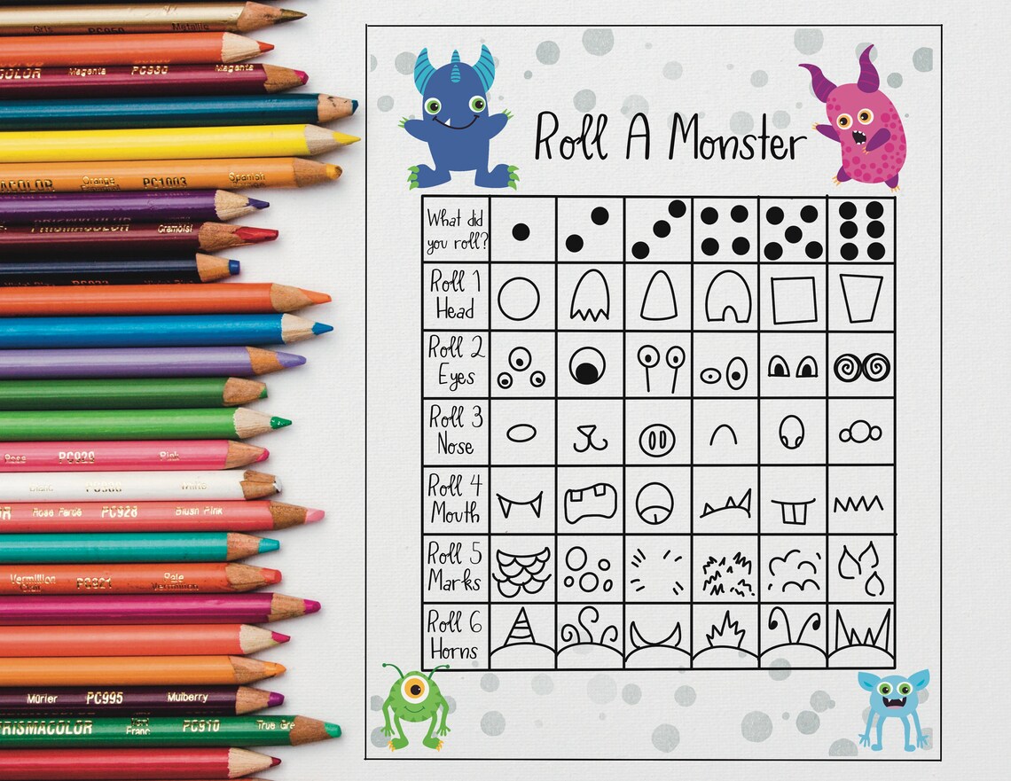 Printable Roll a Monster Game Instant Download - Etsy