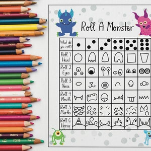 Printable Roll a Monster Game Instant Download - Etsy