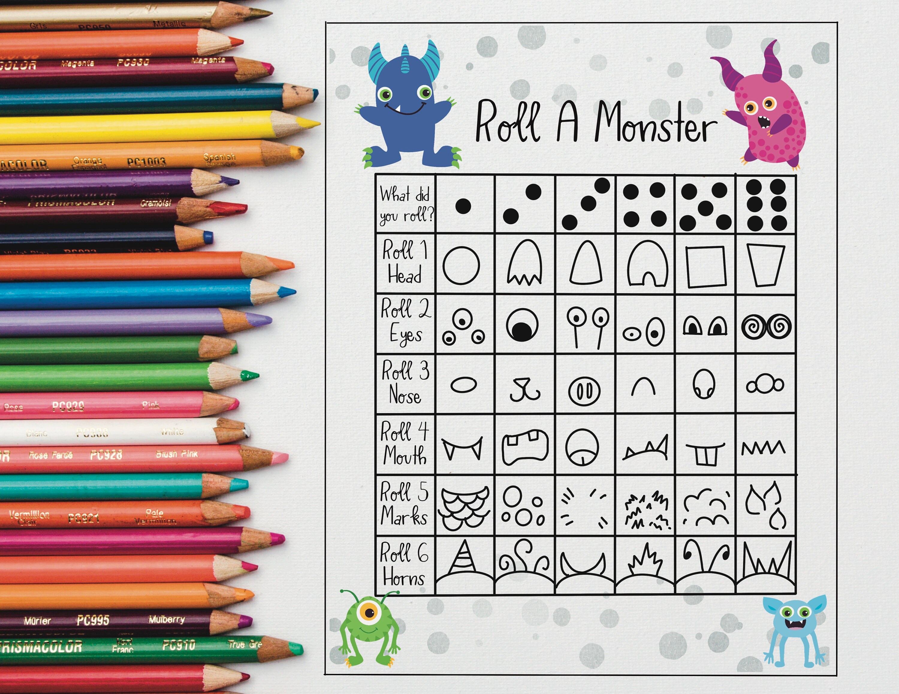 Printable Roll a Monster Game Instant Download - Etsy