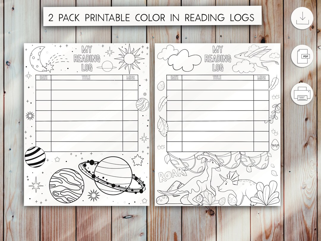Color in Reading Log, 2 Pack, Printable, Instant Download - Etsy