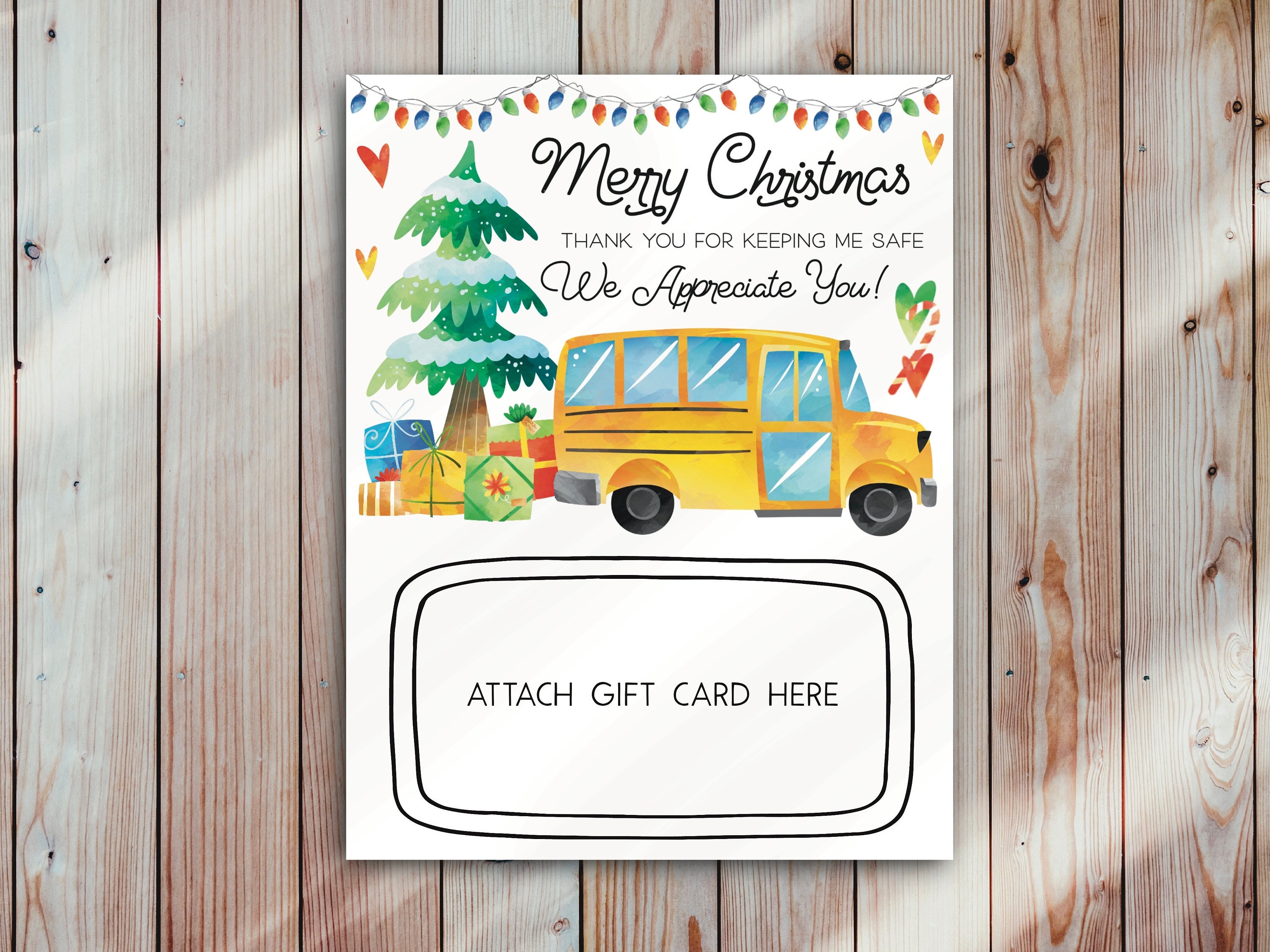 School Bus Driver Christmas Card, Printable, Instant Download - Etsy