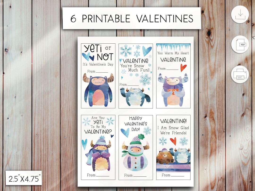 Yeti Valentines, Instant Download, Printable - Etsy