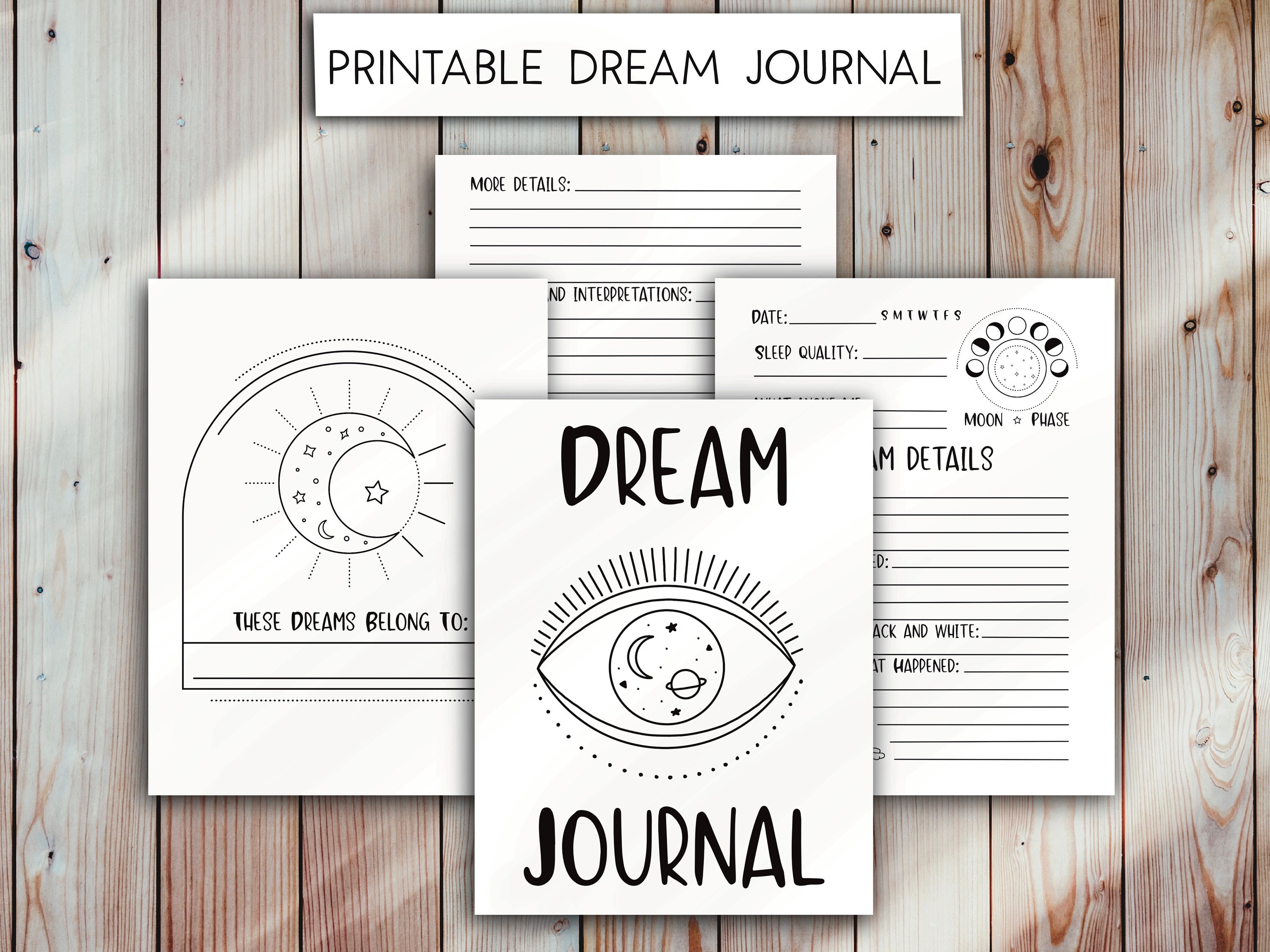 Dream Journal, Printable, Instant Download - Etsy