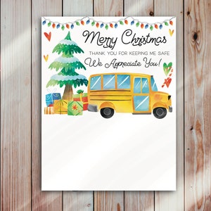 School Bus Driver Christmas Card, Printable, Instant Download - Etsy