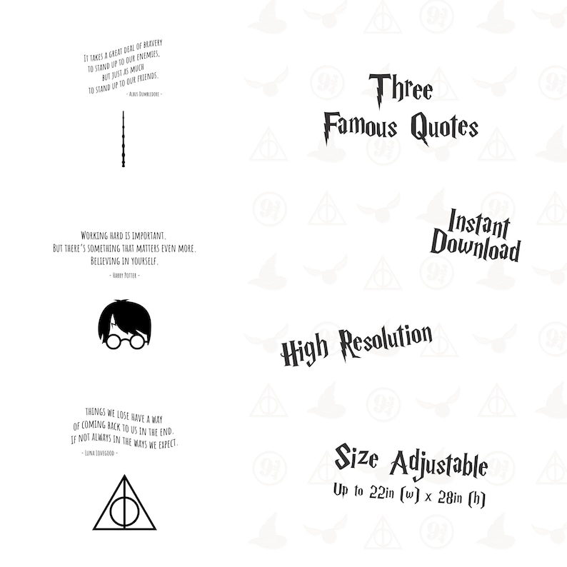 HP Printable Quote Art, Set of 3 Quotes, Magic, Wizard, Wall Art, Home ...