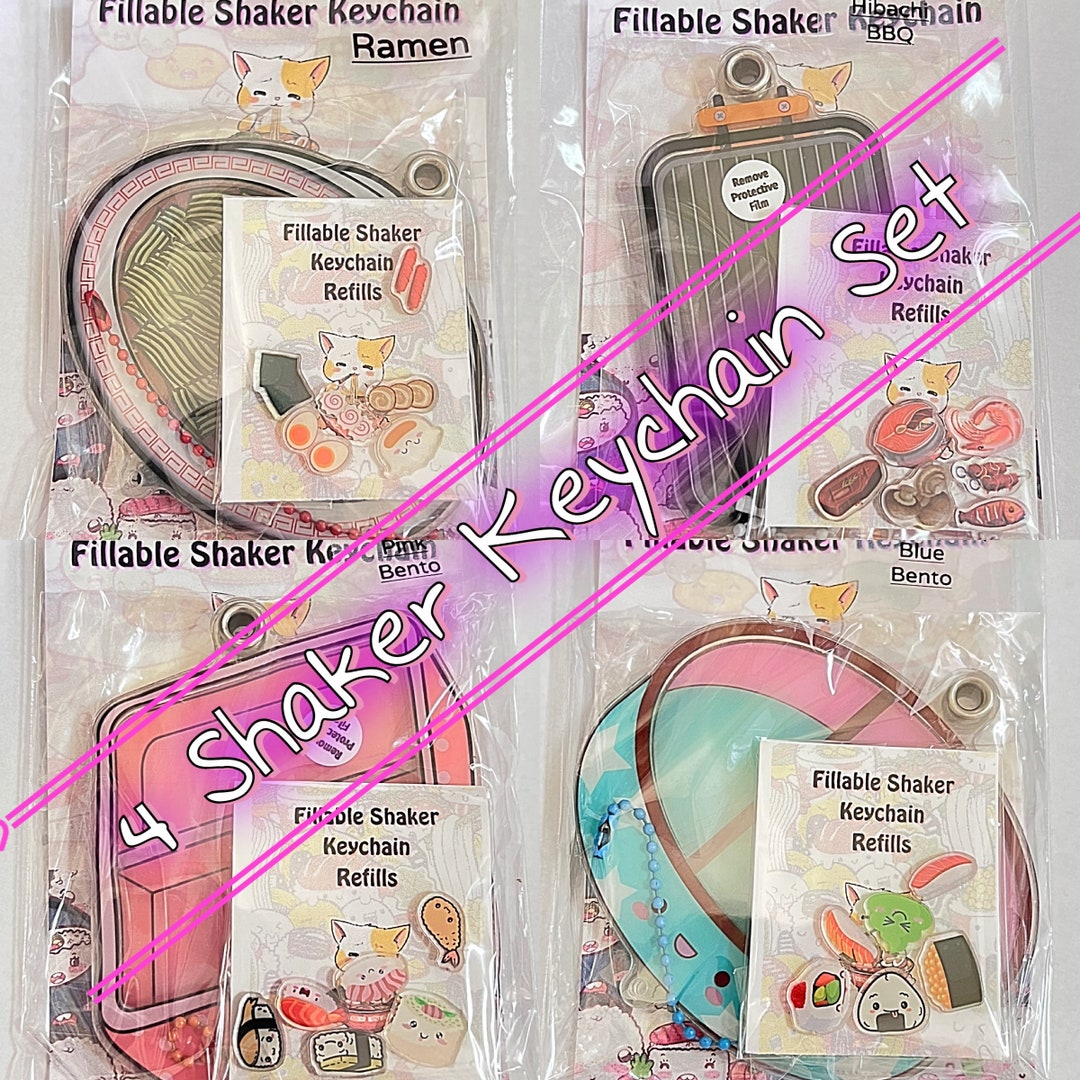 4 Kawaii Fillable Shaker Keychain SET - Etsy