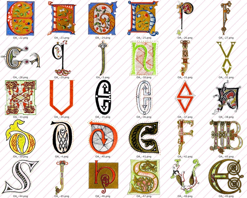 Medieval Initials Illuminated Manuscript Letters | Etsy