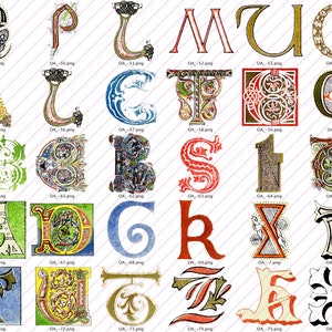 Medieval Initials Illuminated Manuscript Letters - Etsy Australia