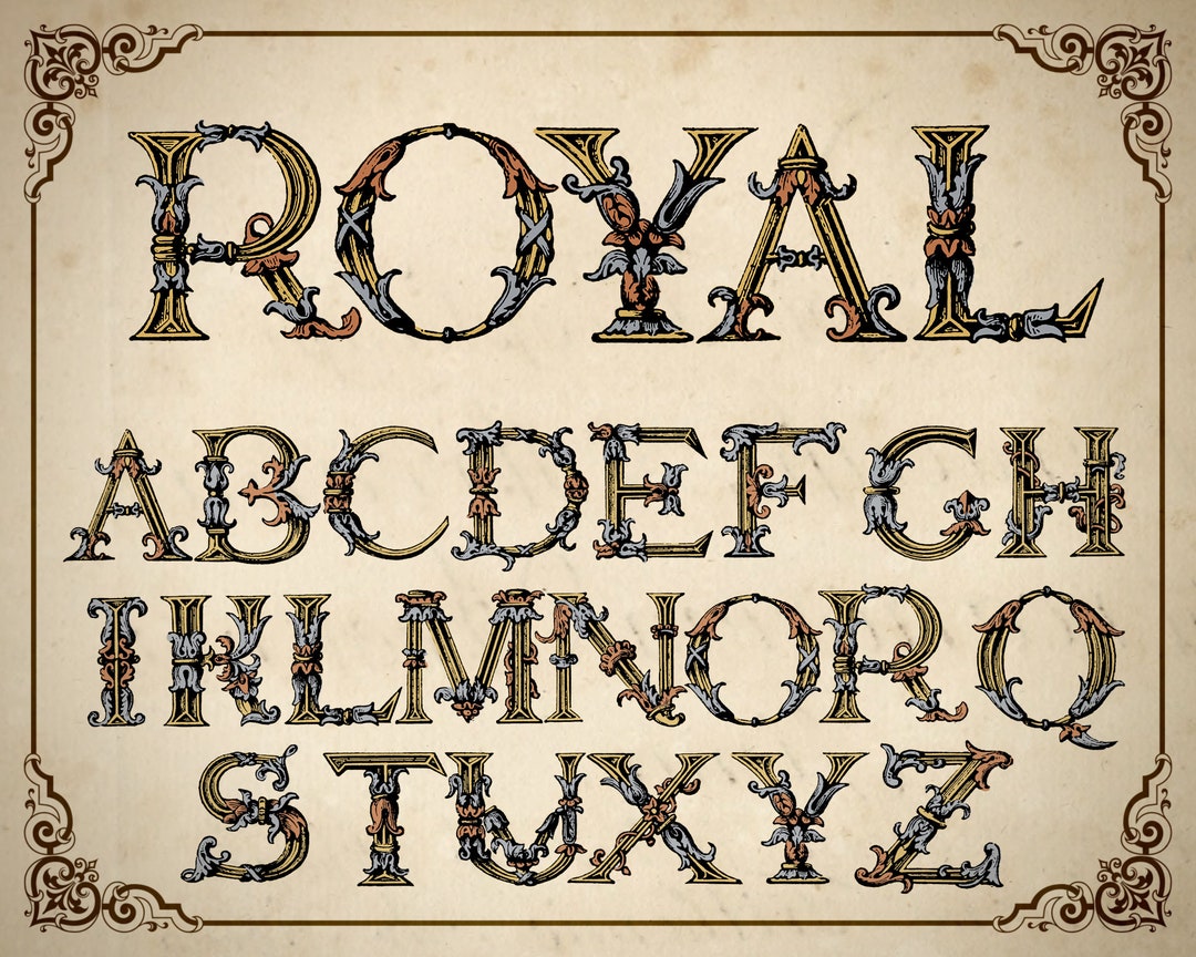 Vintage Font Old Decorative Alphabet Ornate Typeface - Etsy