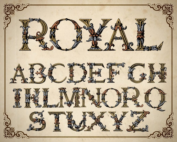 Vintage Font Old Decorative Alphabet Ornate Typeface - Etsy