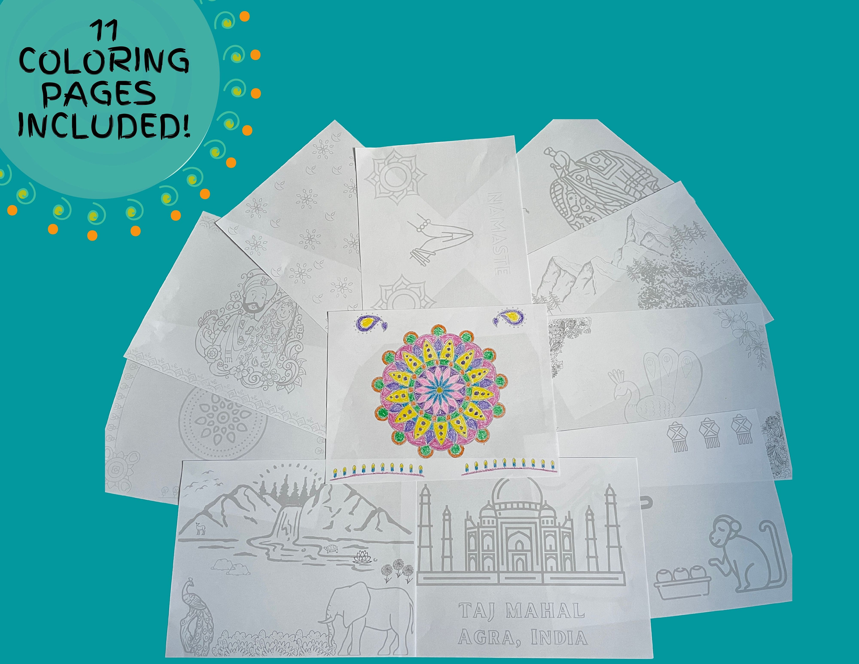India Themed Downloadable Coloring Pages for Kids - Etsy