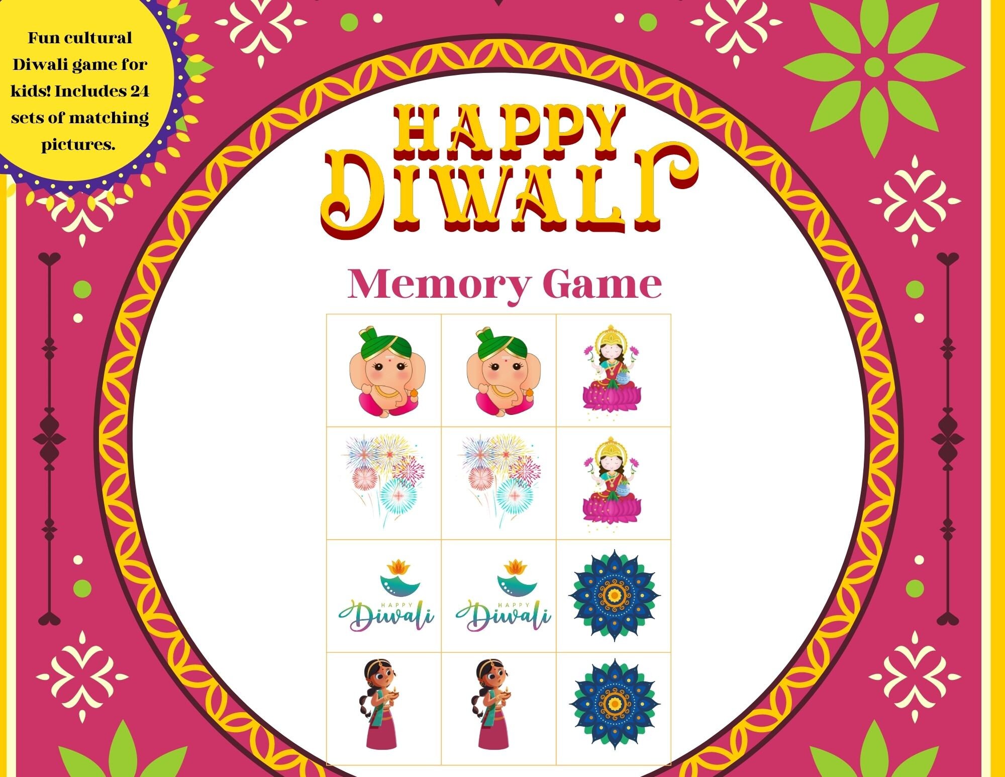 Diwali Memory Game for Kids - Etsy