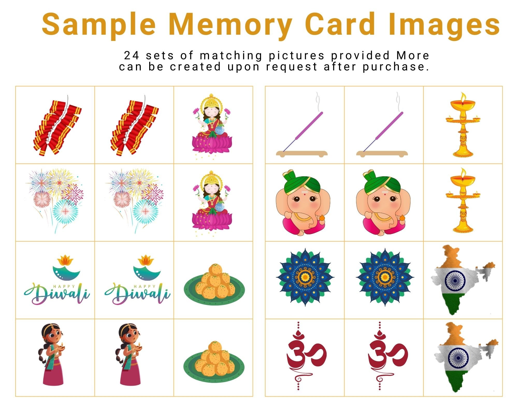 Diwali Memory Game for Kids - Etsy