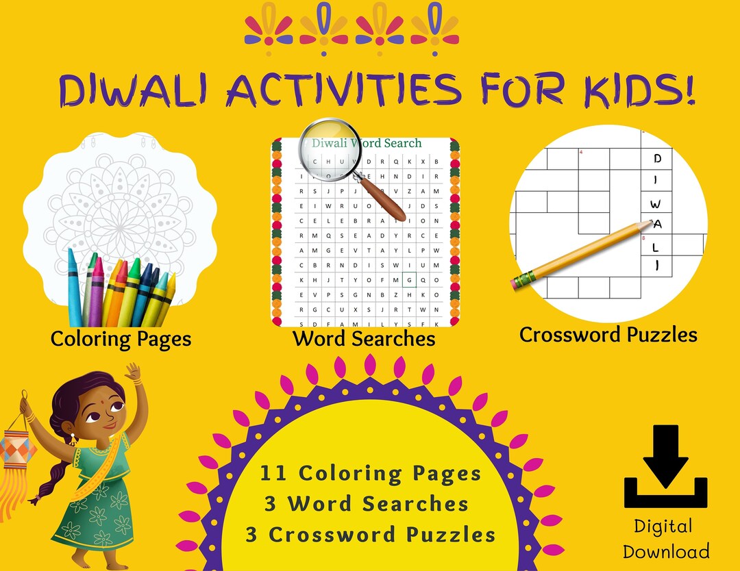 Diwali Downloadable Activities for Kids - Etsy